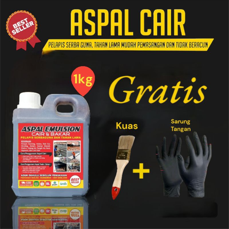 Jual ASPAL CAIR 1 KG asphalt emulsion / aspal waterproofing/ pelapis ...
