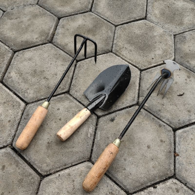Jual PAKET 3 Pcs alat Berkebun Pencabut Rumput sekop Taman dan garukan ...