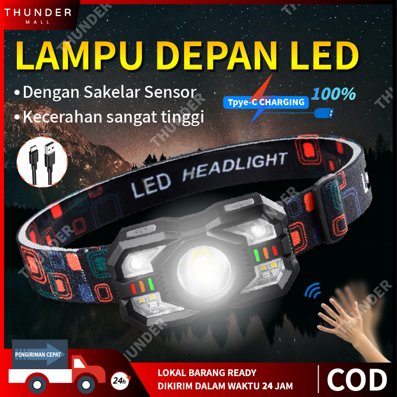 Jual 【Thunder Mall】Senter Kepala Isi Ulang Kuat untuk Memancing Lampu ...