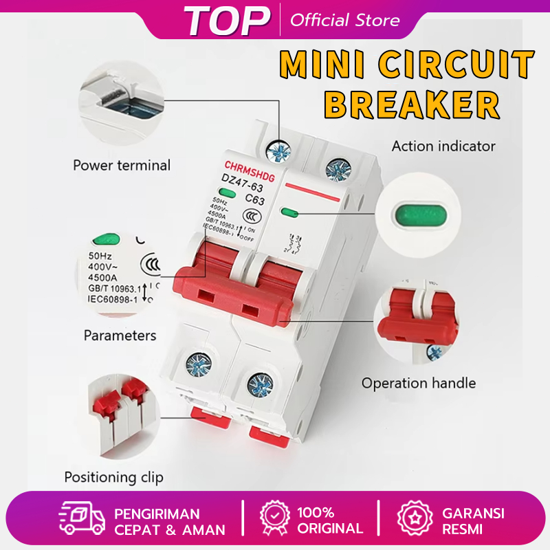 Jual 【READY YA】MCB LISTRIK INSCOM 2P 6A 10A 16A 25A 63A/ MINI CIRCUIT BREAKER 2 PHASE 2 POLE ...
