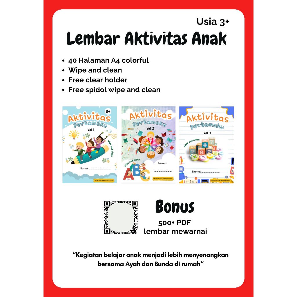 Jual Worksheet / Lembar Kerja Aktivitas Anak / wipe and clean / untuk ...