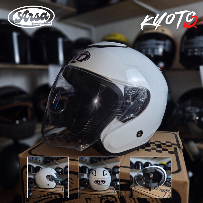 Jual HELM HALF FACE KYOTO PUTIH GLOSSY V2 MIRIP ASLI 100% SNI | FREE ...