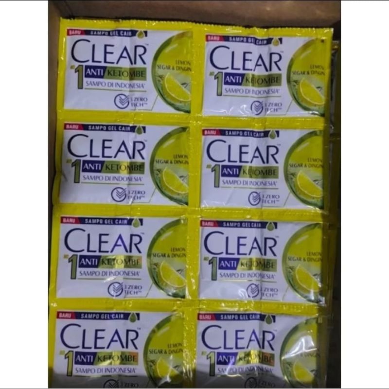 Jual Clear Shampo Sachet anti Dundrup Lemon segar 1 renceng isi 12 pcs ...