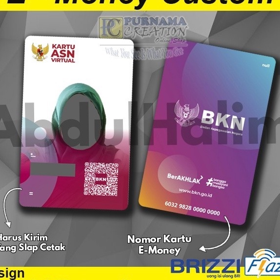 Jual Terbatas Cetak id card Kartu ASN Virtual BKN bisa etoll bisa NFC ...