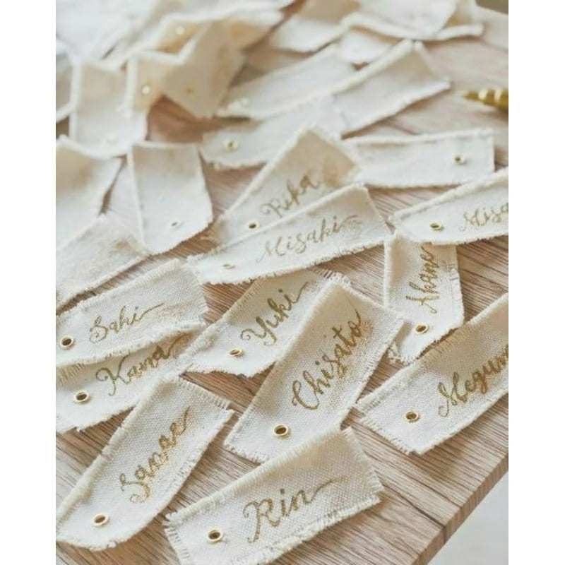 Jual Custom hang tag estetik, bahan blacu, hang tag kain, gantungan ...
