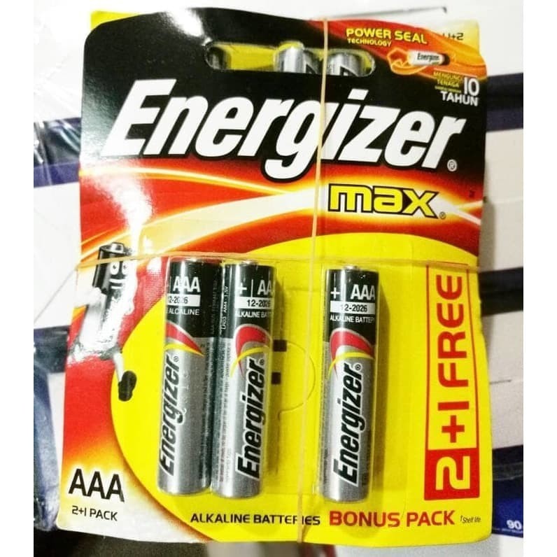 Jual Baterai Alkaline Energizer Max AAA isi 2+1 / Battery A23 3 pcs | Shopee Indonesia