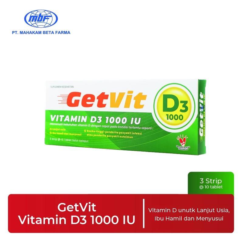Jual Getvit D3 1000 IU - Vitamin D3 1000 IU - 30 Kaplet | Shopee Indonesia