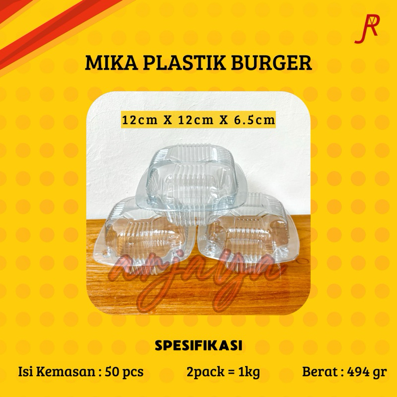 Jual [isi 50pcs] Mika Plastik Burger // Kotak Makanan Mika Plastik Buah ...
