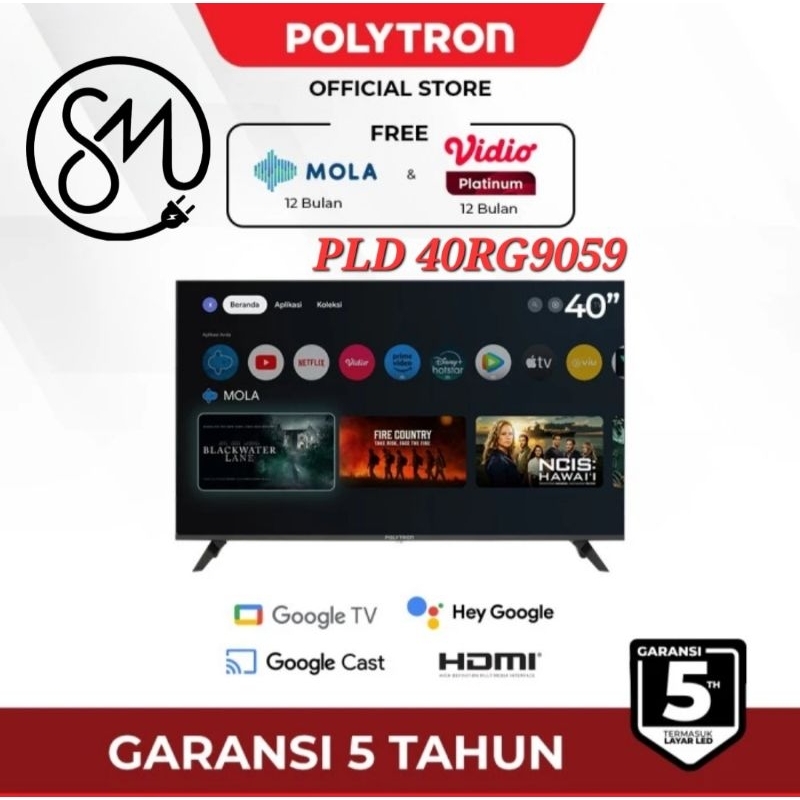 Jual LED TV Polytron PLD 40RG9059 Google tv Smart 40 inc inch | Shopee ...