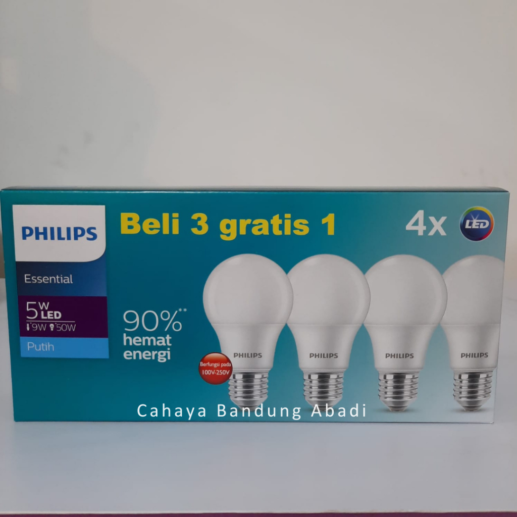 Jual Lampu Philips Essential LED Bulb Paket Multipack 5W 5 Watt Putih ...
