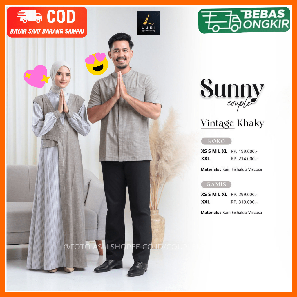 Jual Lubi Couple Pasangan Terbaru Lubi SUNNY COUPLE VINTAGE KHAKY Gamis ...