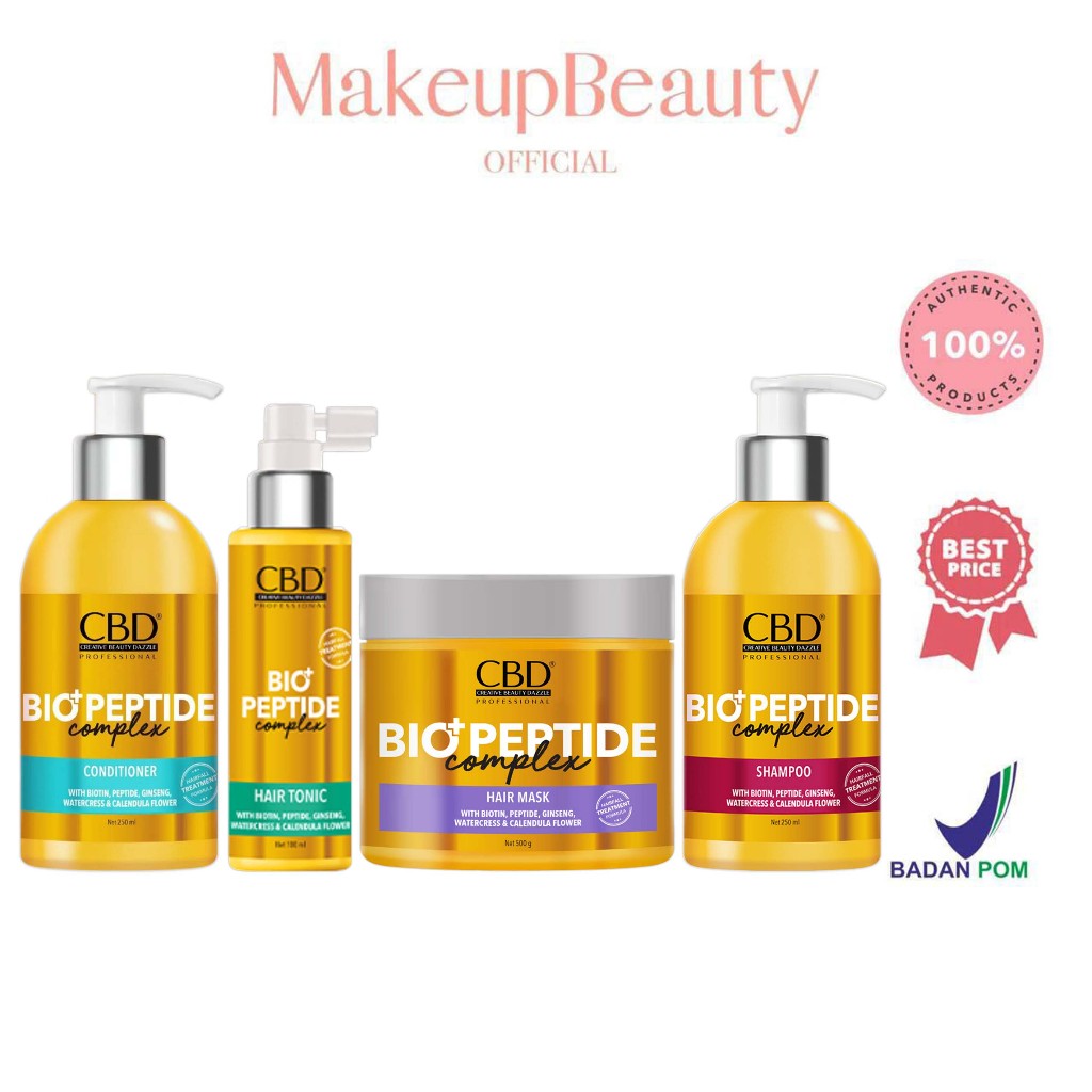 Jual CBD Bio+Peptide Complex Hair Mask | Shampoo | Conditioner (Kuning) - Hair Fall Treatment ...