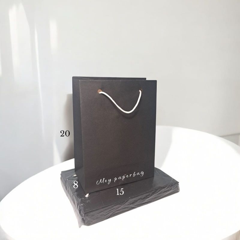 Jual Isi 12 (1 LUSIN) Paper Bag Hitam Polos Uk 15x8x20 | Shopee Indonesia
