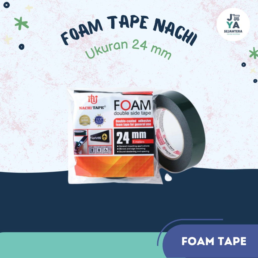 Jual FOAM NACHI 12MM 24MM DOUBLE TAPE Busa Selotip Isolasi Solasi 4,5 m | Shopee Indonesia