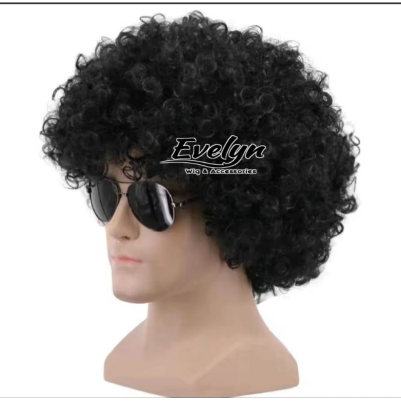 Jual Wig Kribo Hitam/ Rambut palsu Kribo Pria / wig Kribo kriting ...