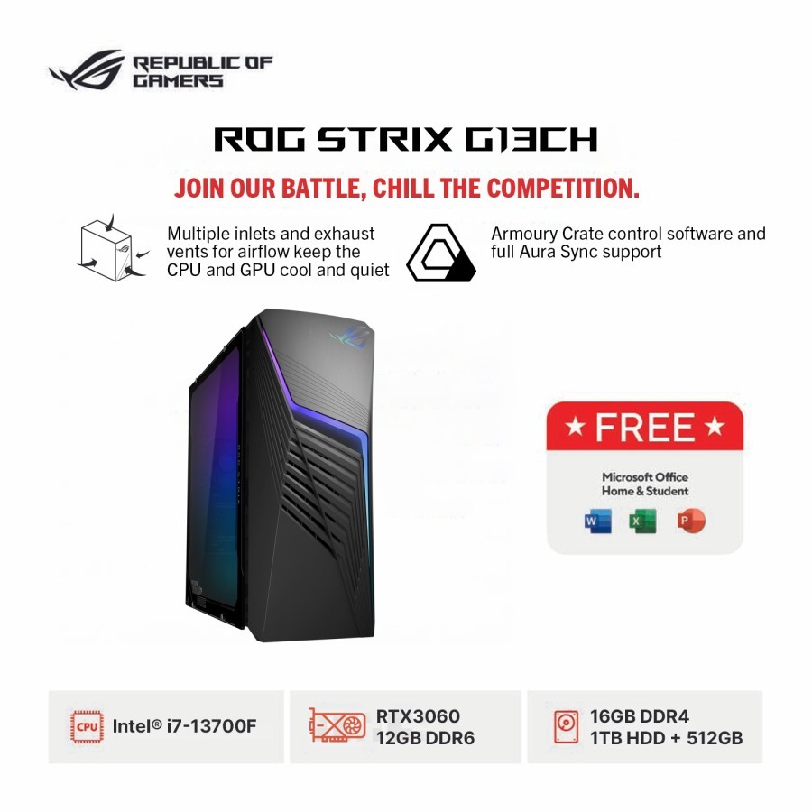 Jual ASUS PC ROG STRIX G13CH-7F1153607WSO I7 13700F RTX3060 12GB | RAM ...