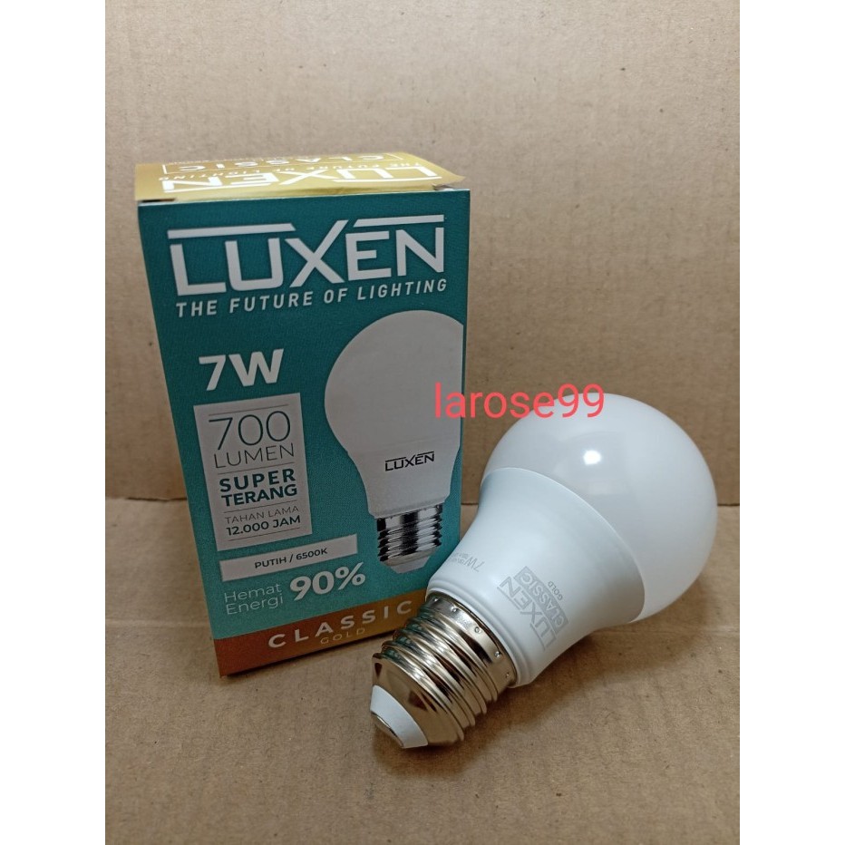 Jual Lampu Bohlam LED Bulb 7 Watt Cahaya Putih / Cool Daylight / 6500K Luxen Classic Gold ...