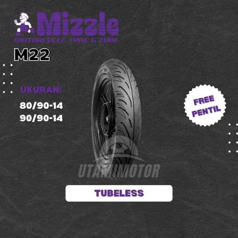 Jual BAN MOTOR MIZZLE M22 RING 14 80/90-14 90/90-14 TUBELESS | Shopee ...