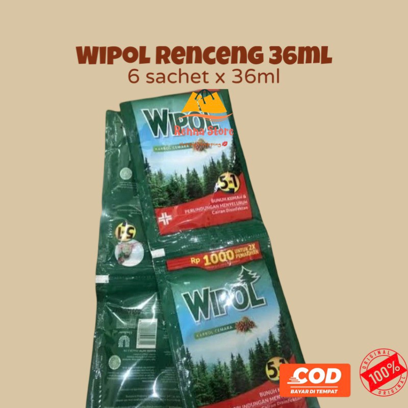 Jual WIPOL Karbol Cemara Pembersih Lantai 36ml (6 sachet) Renceng ...