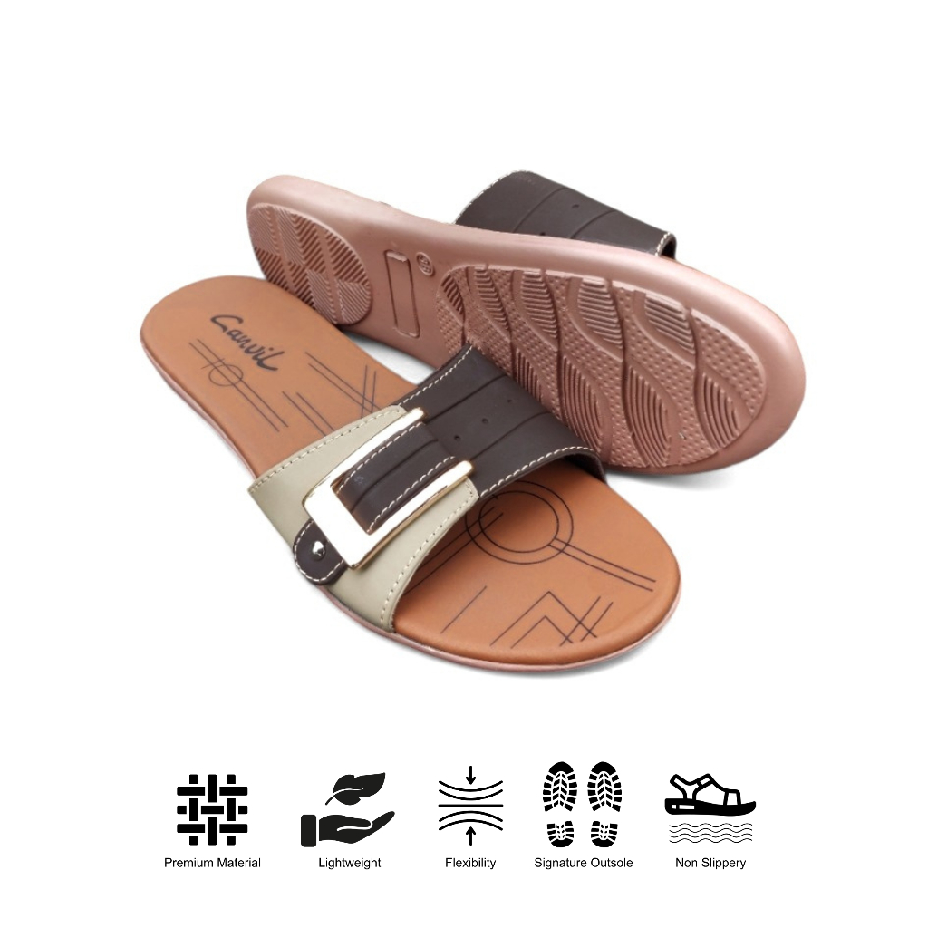 Jual Carvil Sandal Wanita Teplek Kulit Asli Garut Sandal Slide Alvida ...