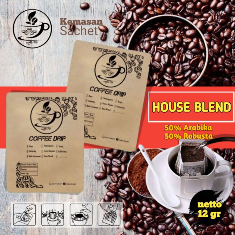 Jual coffee Hous blend espresso 50% Arabika 50% robusta kemasan saset ...