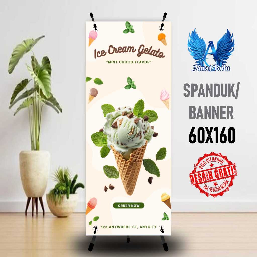 Jual Spanduk Banner ICE CREAM GELATO Costom Desain | Shopee Indonesia