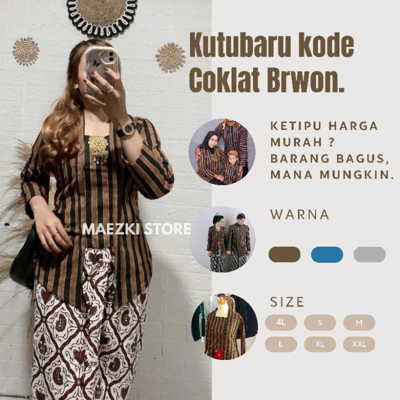 Jual Siap Kirim !! Set Kebaya Adat jawa Kutubaru Warna Coklat - Mat Tenun Halus Kutubaru Jumbo ...