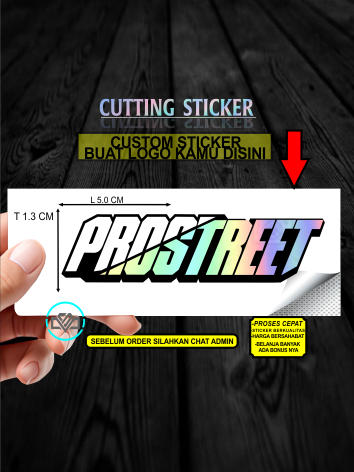 Jual cutting sticker PROSTREET tinggi 1,3 cm x panjang 5.0 cm (Bisa ...