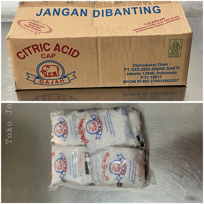 Jual 10 sachet citric acid Cap Gajah / sitrun Cap Gajah | Shopee Indonesia