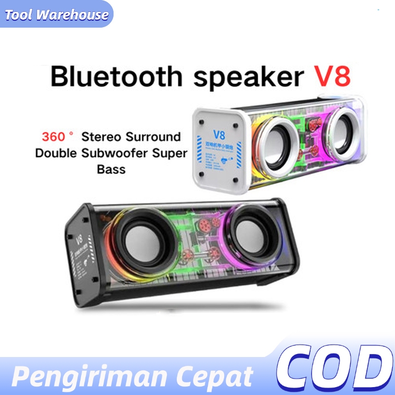 Jual Speaker Wireless Bluetooth Portable Stereo V8 Extra Bass Music Box ...