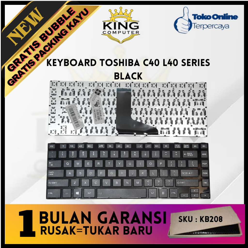 Jual KEYBOARD TOSHIBA SATELLITE C40 C40-A L40-A L40D-A L45-A L40T-A L45D-A L45T SERIES HITAM ...