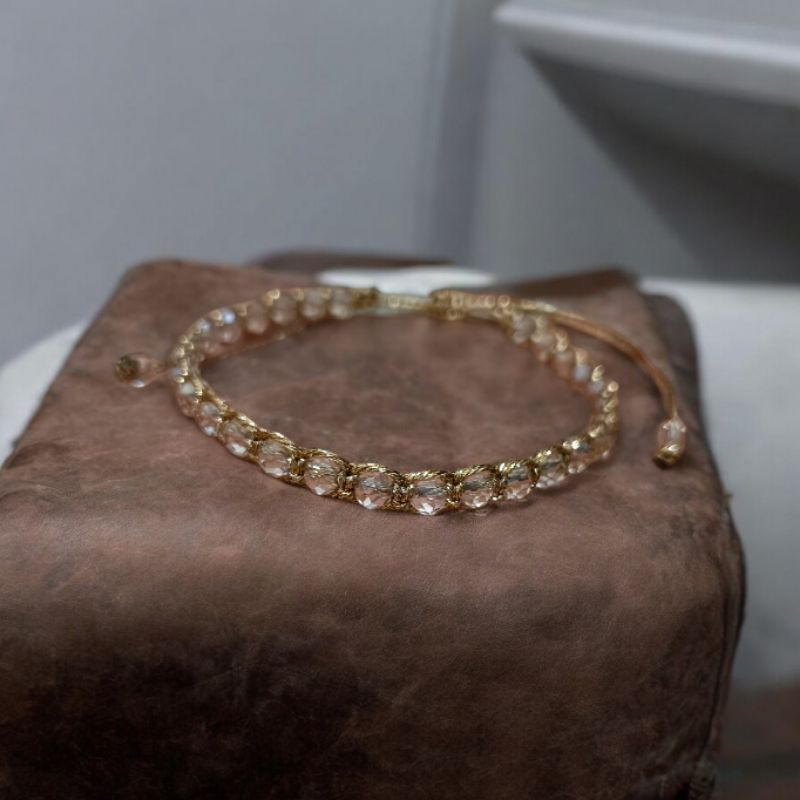 Jual Macrame Bracelet Gelang Tangan Tali Emas Serut Kristal | Shopee ...