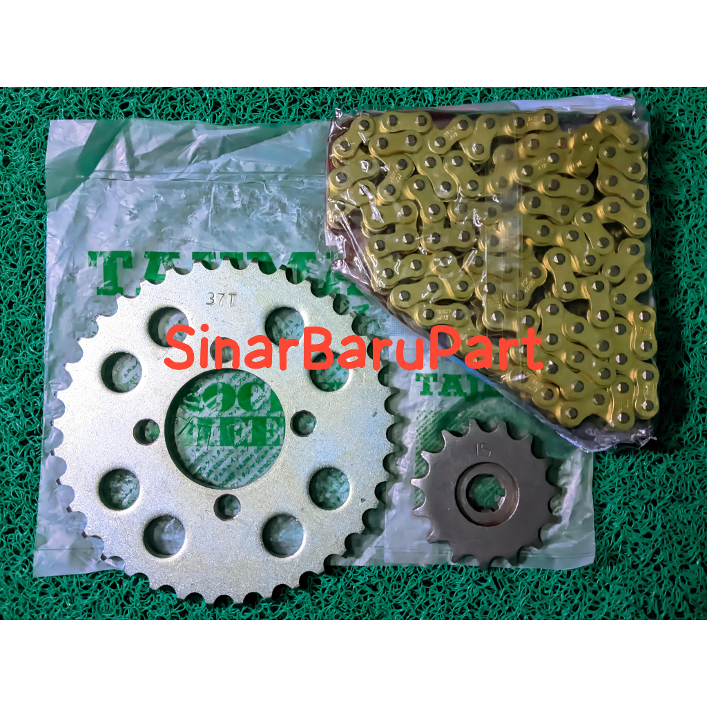 Jual Gear Set Kawasaki Gir Paket + rantai gold series Kaze R 428H 15 ...