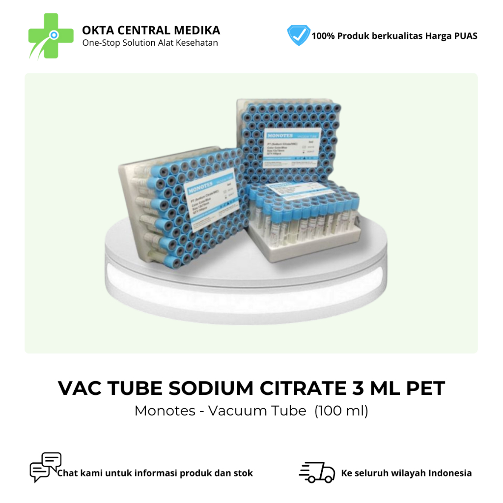 Jual Monotes Vacuum Tube Sodium Citrate 3 ML PET 100 Pcs per Box ...