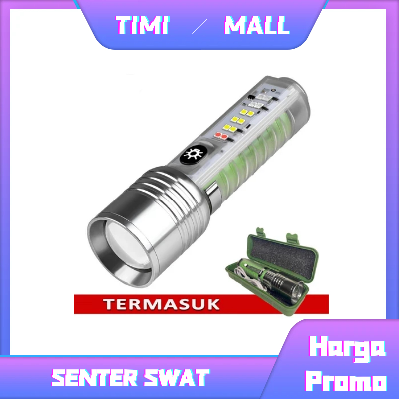 Jual ️TIMIMALL ️ Senter Transparan 520a 8 Mode Warna Zoom in out Cas 30W | Shopee Indonesia