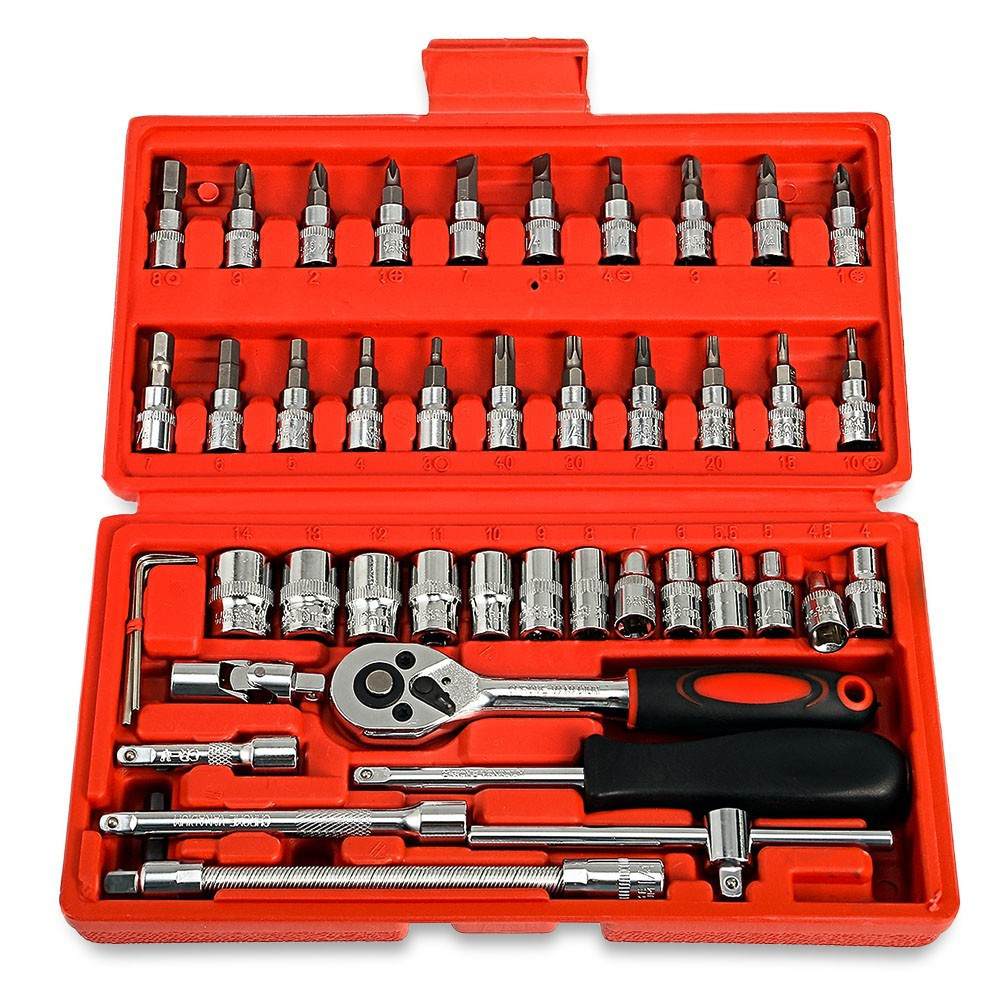 Jual Set Kunci Shock 1/4 Socket + Obeng Socket Set 46 Pcs | Shopee ...