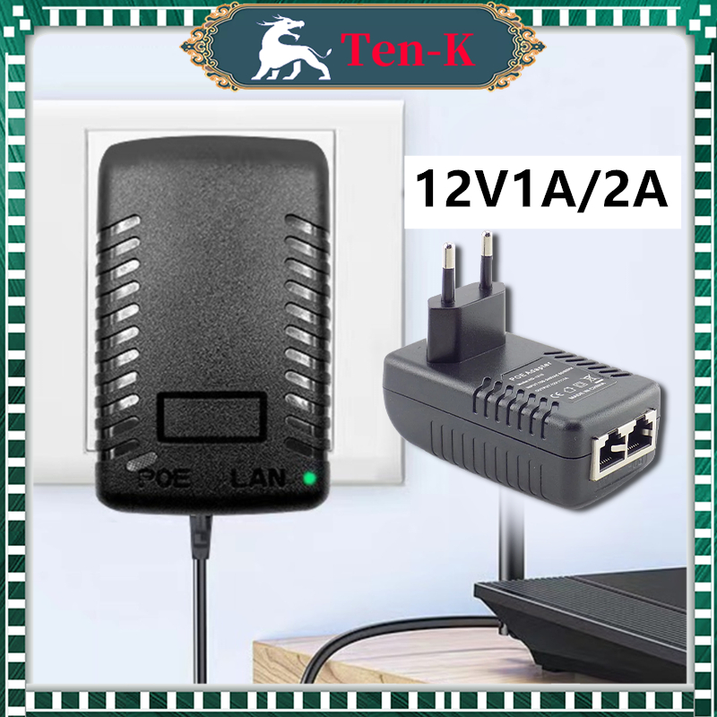 Jual Poe Adaptor 12V 1A 2A Poe Injector Megabit 2 Port Uplink For Poe ...