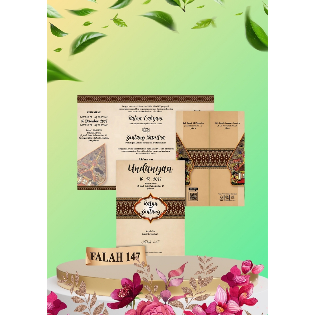 Jual (50pcs) Falah 147 Cetak Undangan Pernikahan|Undangan Cetak Murah ...