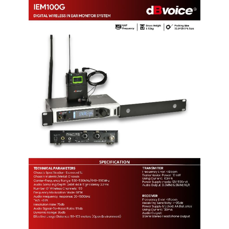 Jual Digital Wireless In Ear Monitor with Blueetooth IEM 100 G DBVOICE ...