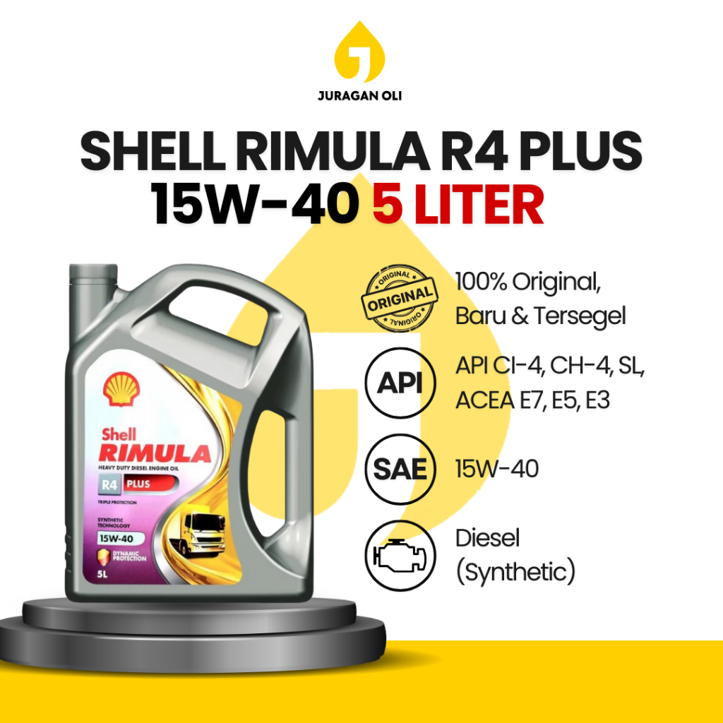 Jual [ORIGINAL] Oli Mobil SHELL RIMULA R4 PLUS 15W-40 5 LITER | Shopee ...