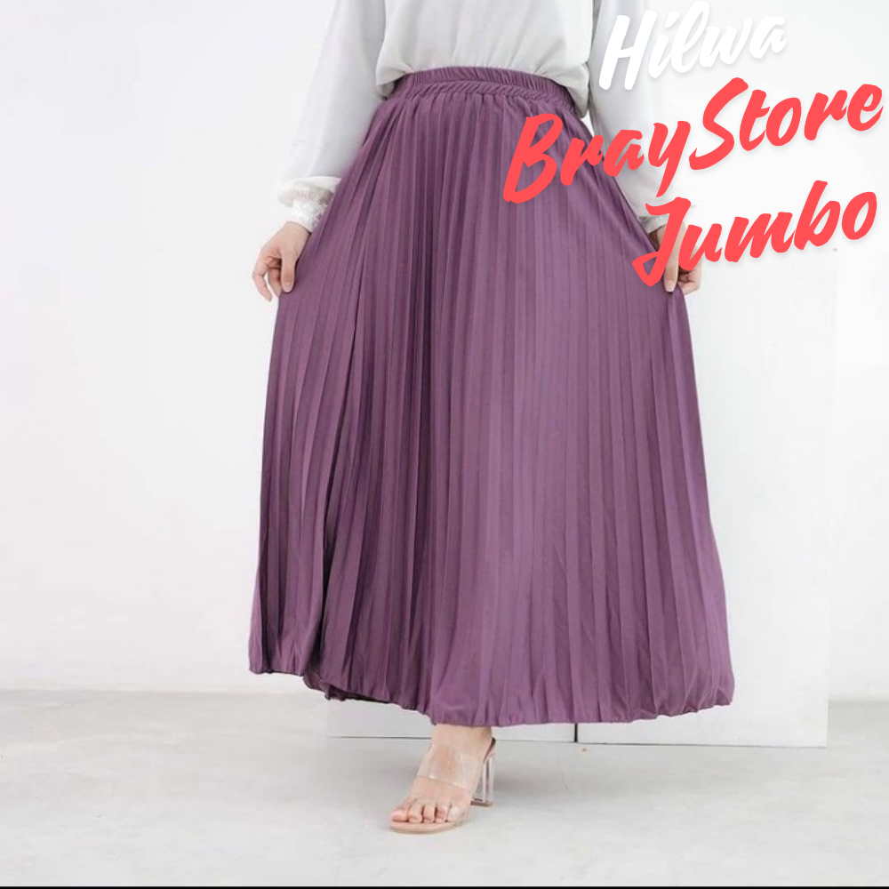 Jual Rok Plisket Panjang Jumbo Maxi Pleated Skirt Daily Outfit Style ...