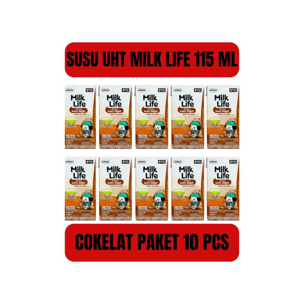 Jual susu UHT coklat milk life kids 115 ml bt21 (paket 10 pcs) / susu UHT cokelat | Shopee Indonesia