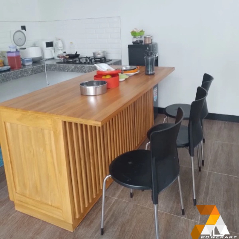 Jual Island Table Kayu Jati Solid Meja Dapur Kitchen Table Meja Makan ...