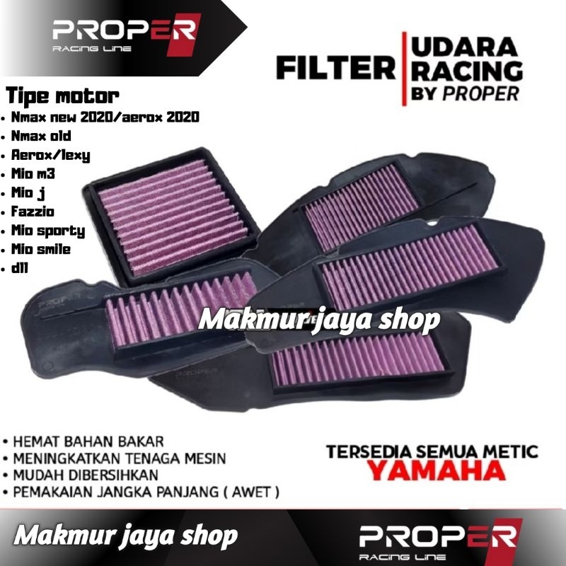 Jual PROPER RACING LINE FILTER UDARA HYBRID YAMAHA NMAX AEROX FAZZIO ...