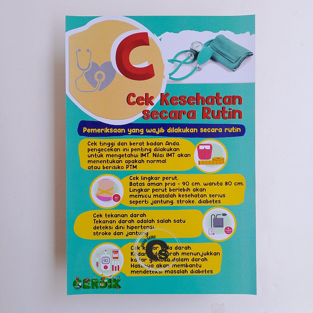 Jual Poster C - Cek Kesehatan Secara Rutin - CERDIK - Poster Kesehatan ...