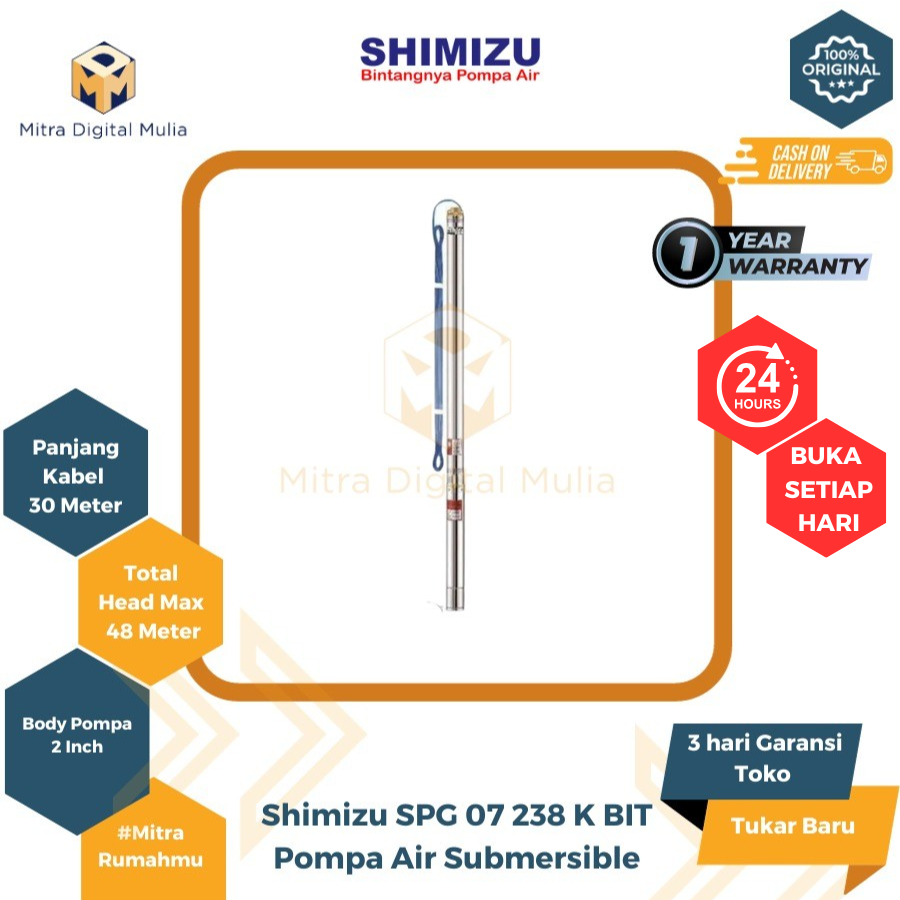 Jual Shimizu SPG07238KBIT Pompa Air Submersible Satelit 2 Inch 0.5 HP ...