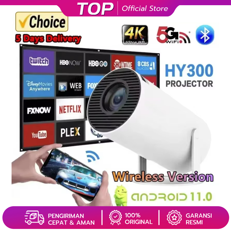 Jual Proyektor HY300 Smart Projector 180 ANSI Lumens 4K UHD 1080P WIFI ...