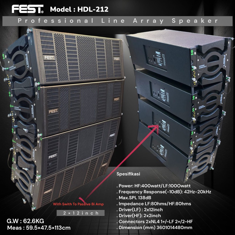 Jual Speaker Line Array Fest HDL 212 Original Product 2x12 inch ARRAY ...