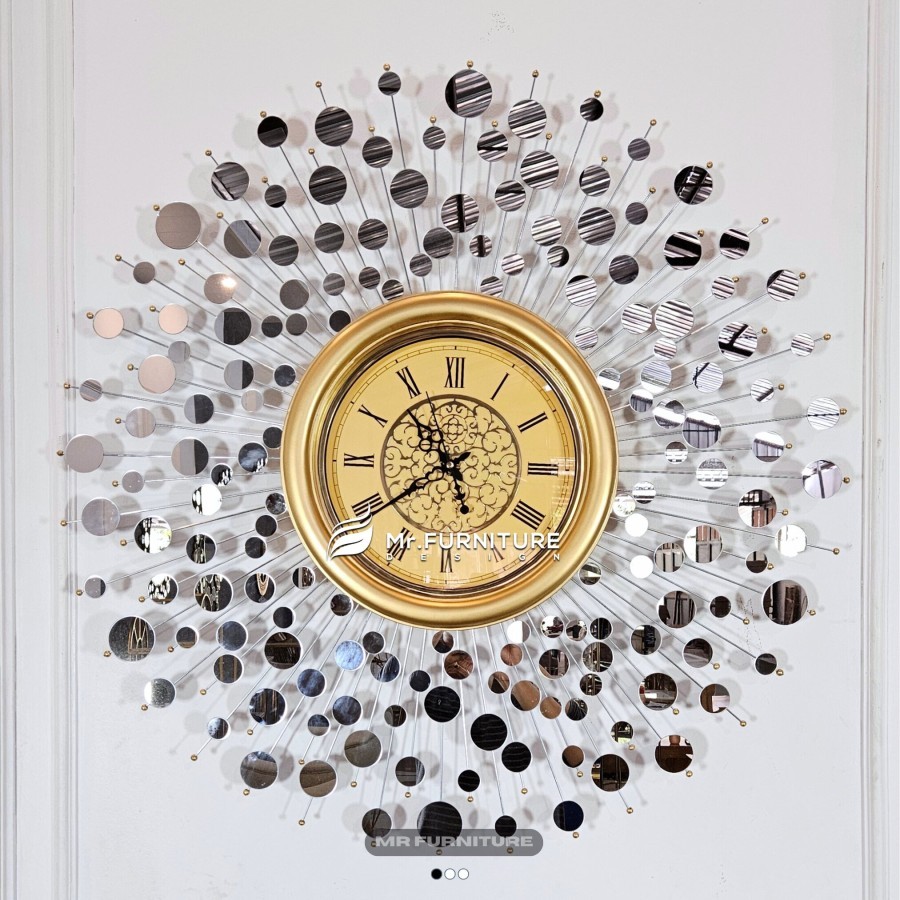 Jual jam dinding cermin sunbrust gold | Shopee Indonesia