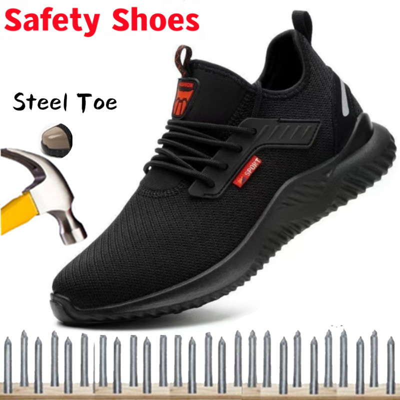 Jual Men Steel toe cap sepatu laki-laki Kerja sepatu Anti-pukulan Anti ...